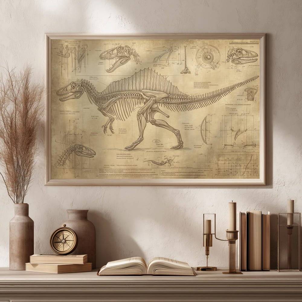 Dopaprint UNFRAMED PAPER POSTER Spinosaurus Anatomy Print Vintage ...