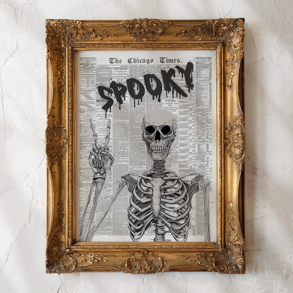 Dopaprint UNFRAMED PAPER POSTER Spooky Newspaper Wall Art, Halloween ...