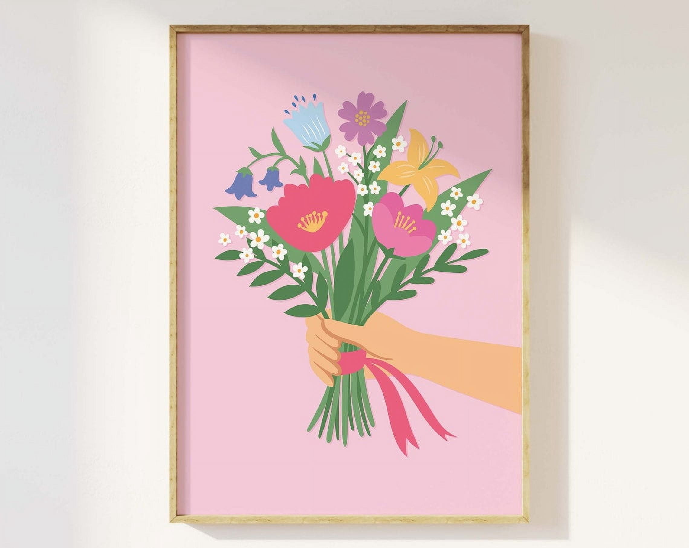 Dopaprint UNFRAMED PAPER POSTER Spring Bouquet Print, Cute Floral Art ...
