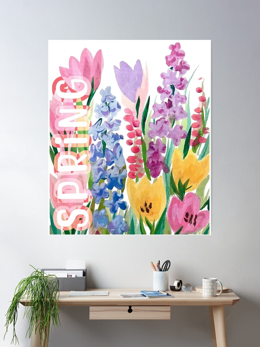Dopaprint UNFRAMED PAPER POSTER Spring Watercolor Style Flowers That ...