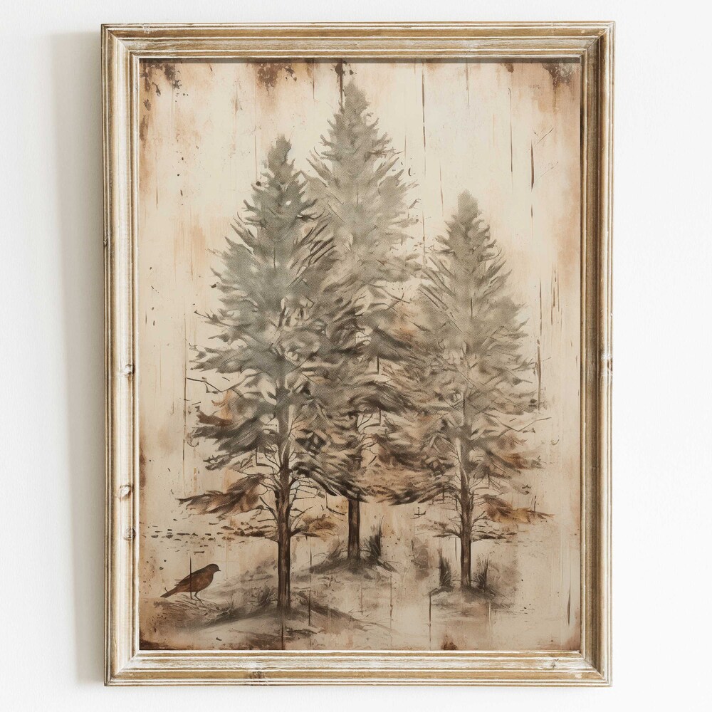 Dopaprint UNFRAMED PAPER POSTER Spruce Tree Art, Vintage Forest Wall ...