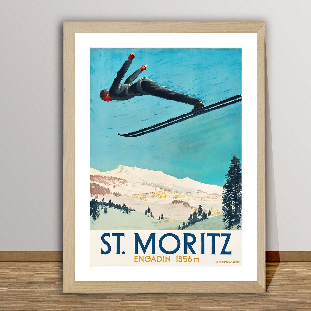 Dopaprint UNFRAMED PAPER POSTER St. Moritz, Engadin Switzerland Vintage ...