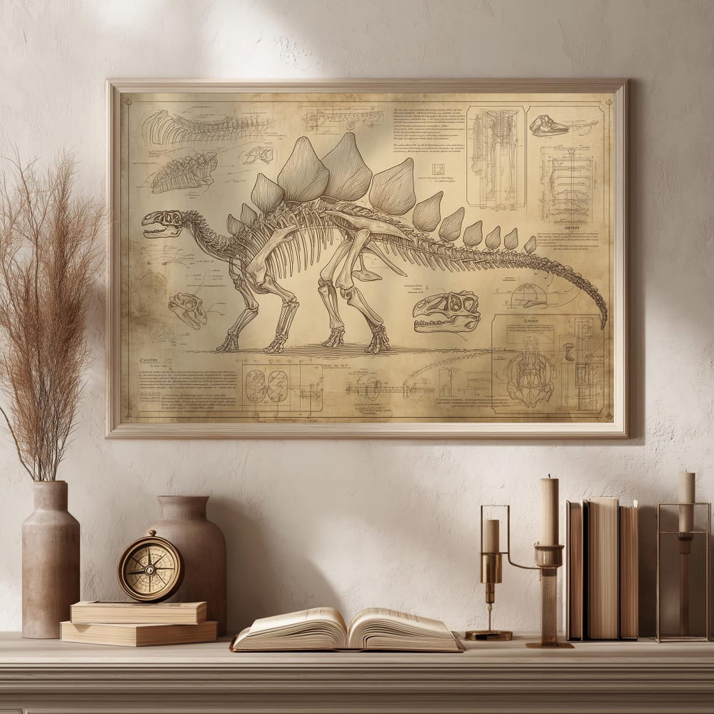 Dopaprint UNFRAMED PAPER POSTER Stegosaurus Anatomy Print Vintage ...