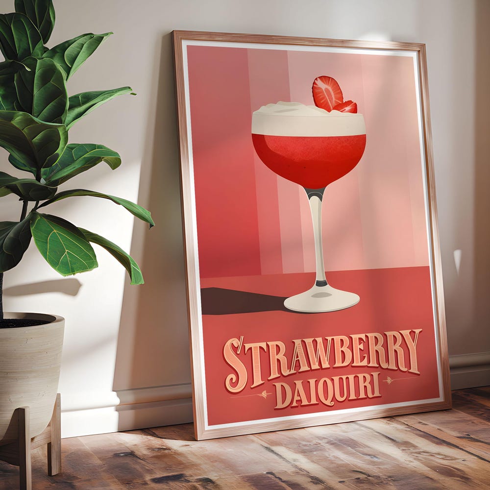 Dopaprint UNFRAMED PAPER POSTER Strawberry Daiquiri Retro Art Print ...