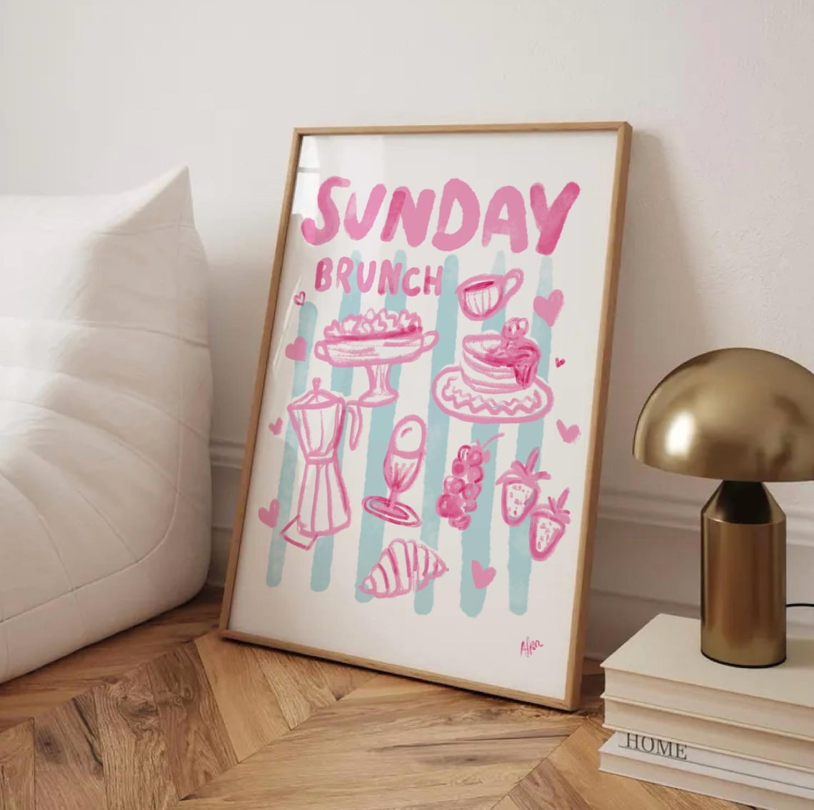 Dopaprint UNFRAMED PAPER POSTER Sunday Brunch Art Print, Pink Preppy ...