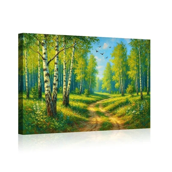 Dopaprint UNFRAMED PAPER POSTER Sunlit Birch Forest Path Wall Art ...