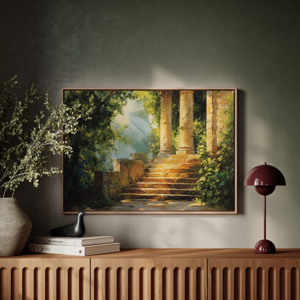 Dopaprint UNFRAMED PAPER POSTER Sunlit Ruins With Pillars And Ivy ...