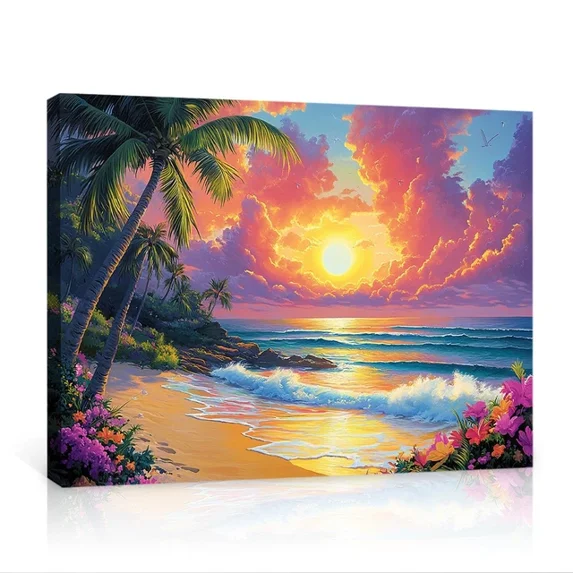 Dopaprint UNFRAMED PAPER POSTER Sunset Beach Palm Trees Poster Wall ...