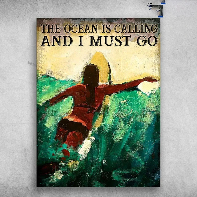 Dopaprint UNFRAMED PAPER POSTER Surfing Girl - The Ocean Is Calling ...