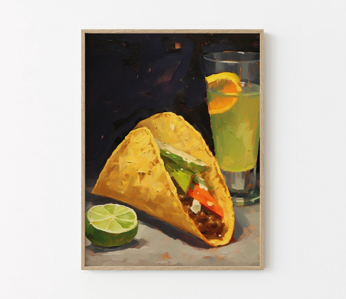 Dopaprint UNFRAMED PAPER POSTER Taco & Lemonade Painting - Original ...