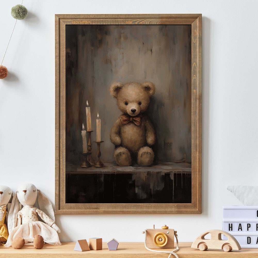 Dopaprint UNFRAMED PAPER POSTER Teddy Bear Wall Art, Rustic Nursery ...