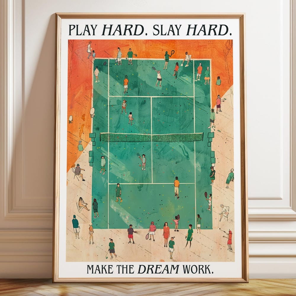 Dopaprint UNFRAMED PAPER POSTER Tennis Court Illustrated Art Poster ...