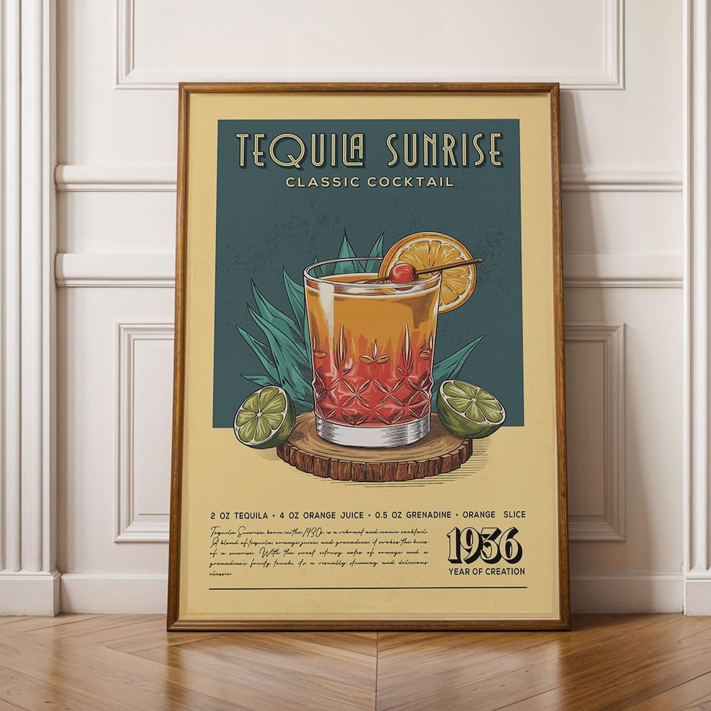 Dopaprint UNFRAMED PAPER POSTER Tequila Sunrise Cocktail Print, Tequila ...