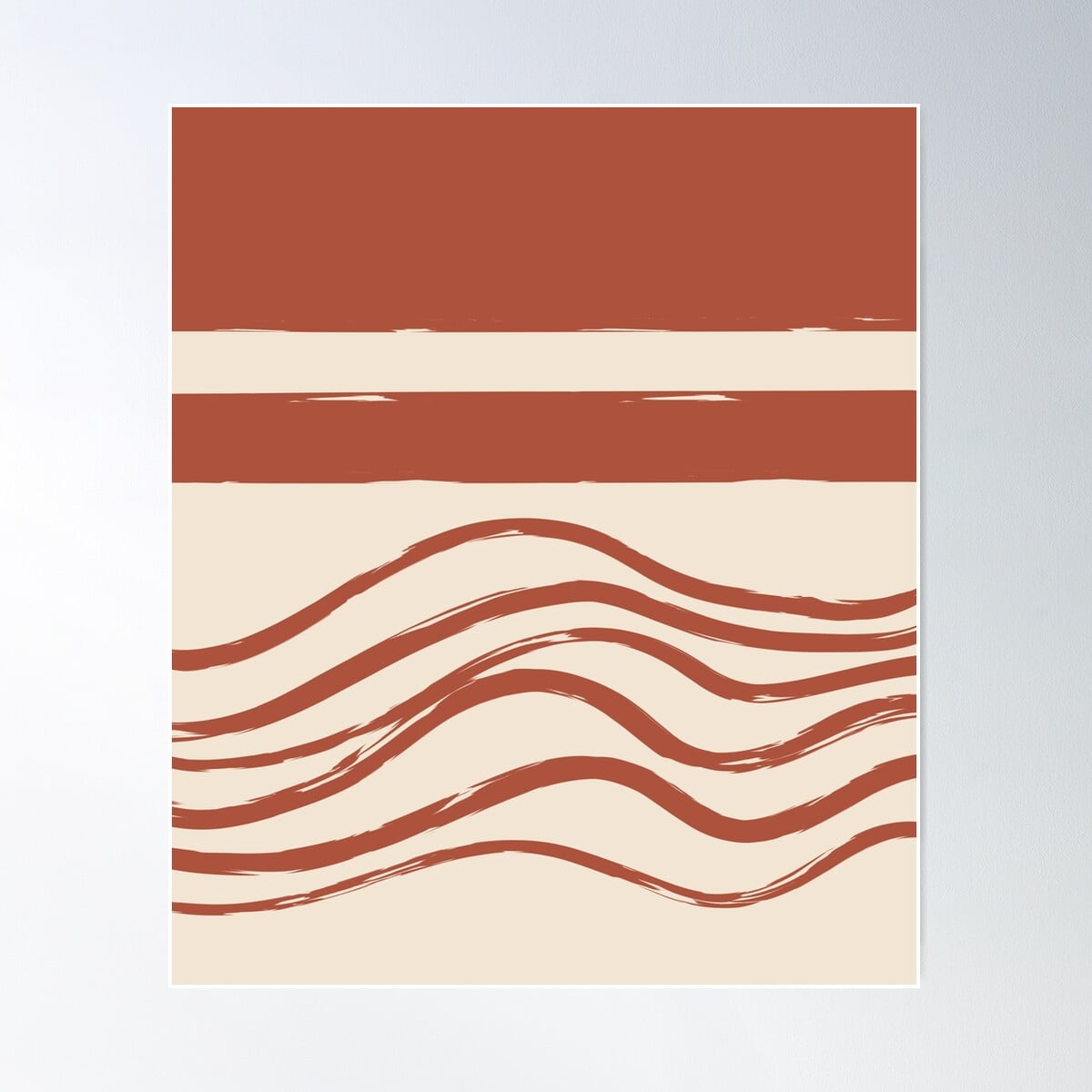 Dopaprint UNFRAMED PAPER POSTER Terracotta Abstract Wave Lines Poster ...