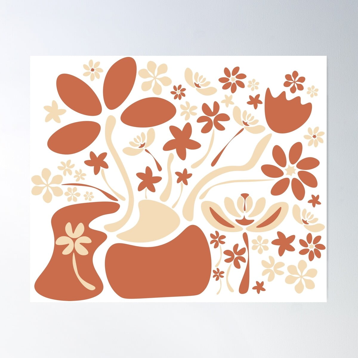 Dopaprint UNFRAMED PAPER POSTER Terracotta And Sand Abstract Flowers ...