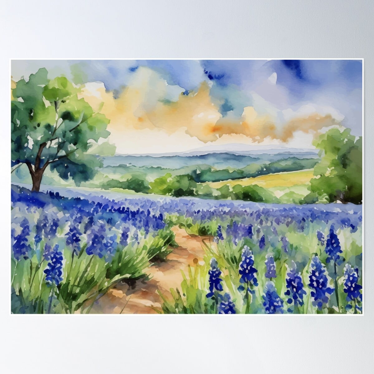 Dopaprint UNFRAMED PAPER POSTER Texas Hill Country Blue Bonnet ...