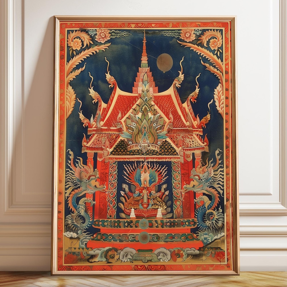 Dopaprint UNFRAMED PAPER POSTER Thai Traditional Temple Art Poster ...