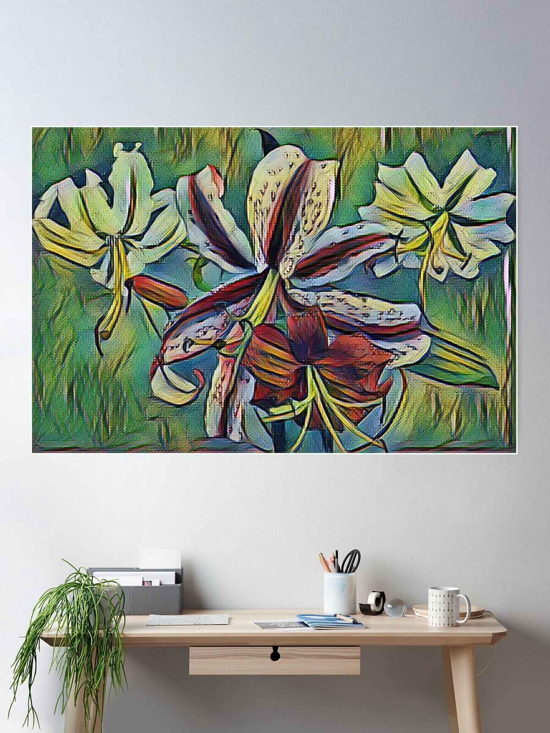 Dopaprint UNFRAMED PAPER POSTER Tiger Lilly In A Garden Poster Wall Art ...