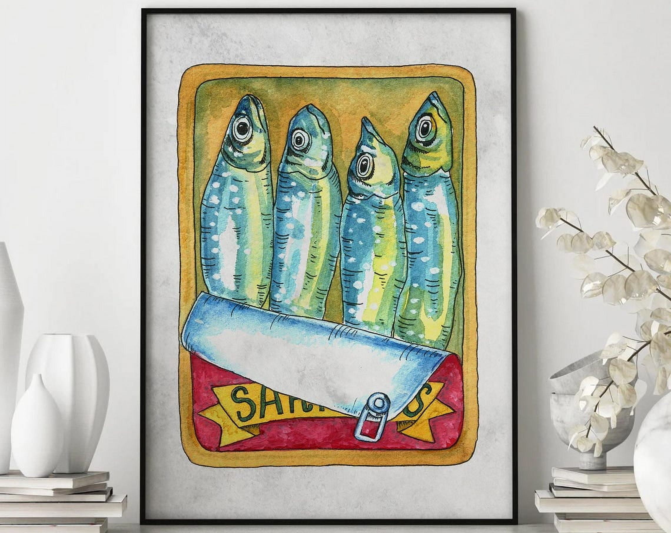 Dopaprint UNFRAMED PAPER POSTER Tinned Sardines Print, Kitchen Poster ...
