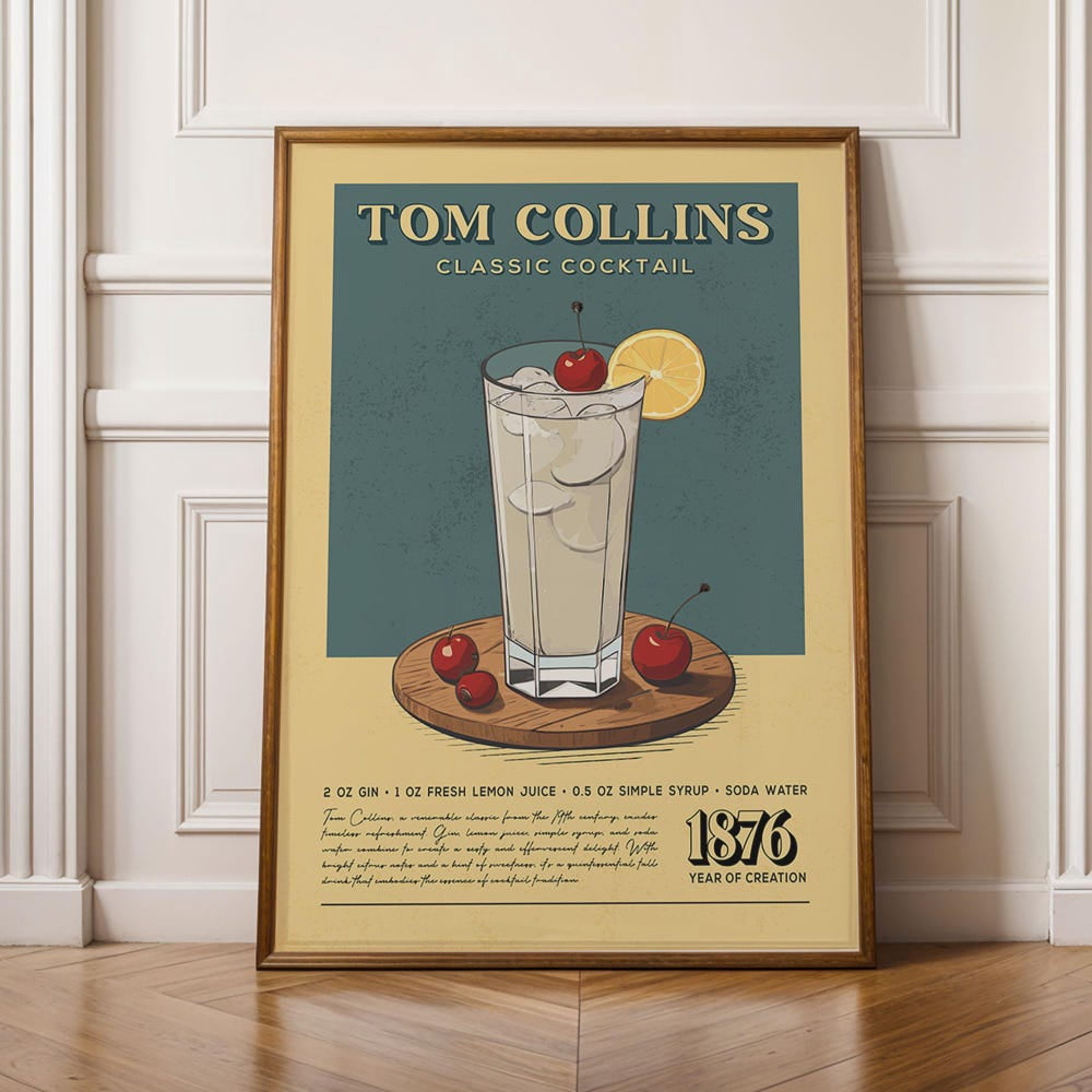 Dopaprint UNFRAMED PAPER POSTER Tom Collins Cocktail Print, Tom Collins ...