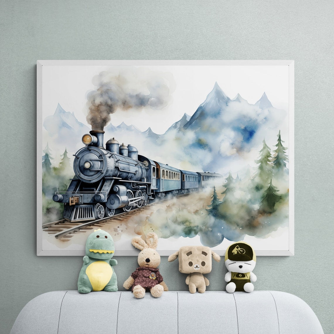 Dopaprint UNFRAMED PAPER POSTER Train Wall Art, Watercolor Style Steam ...