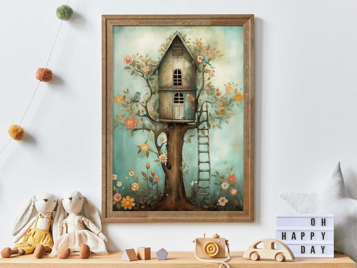 Dopaprint UNFRAMED PAPER POSTER Treehouse Print, Whimsical Wall Art ...