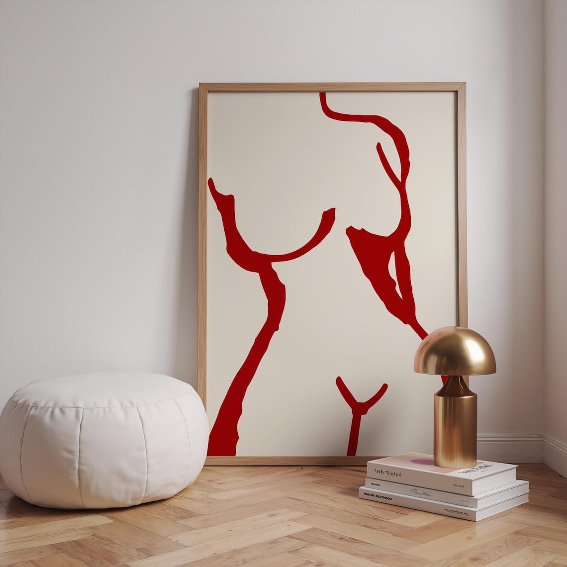 Dopaprint UNFRAMED PAPER POSTER Trendy Red Line Art Woman Retro Wall ...