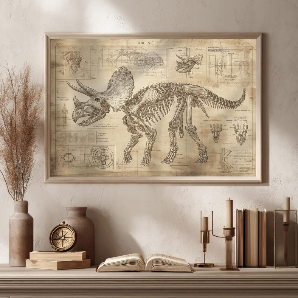 Dopaprint UNFRAMED PAPER POSTER Triceratops Anatomy Print Vintage ...