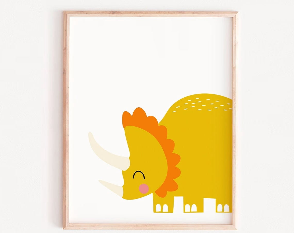 Dopaprint UNFRAMED PAPER POSTER Triceratops Print, Dino Decor, Dinosaur ...