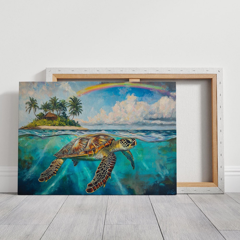 Dopaprint UNFRAMED PAPER POSTER Tropical Sea Turtle Ocean Art - Vibrant ...