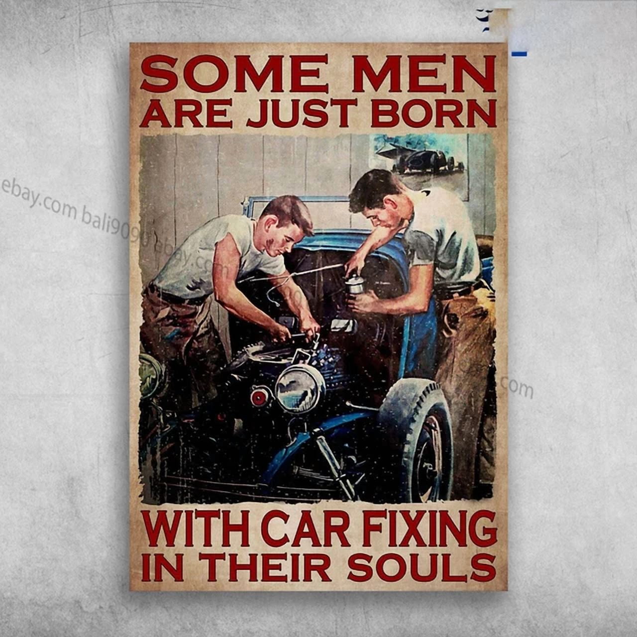 Dopaprint UNFRAMED PAPER POSTER Two Man Fixing Car - Some Men Are Just ...