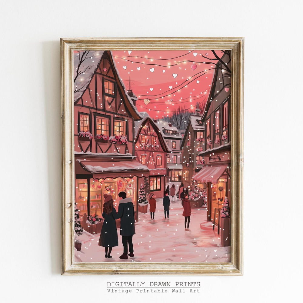 Dopaprint UNFRAMED PAPER POSTER Valentine'S Day Romantic Village Wall ...