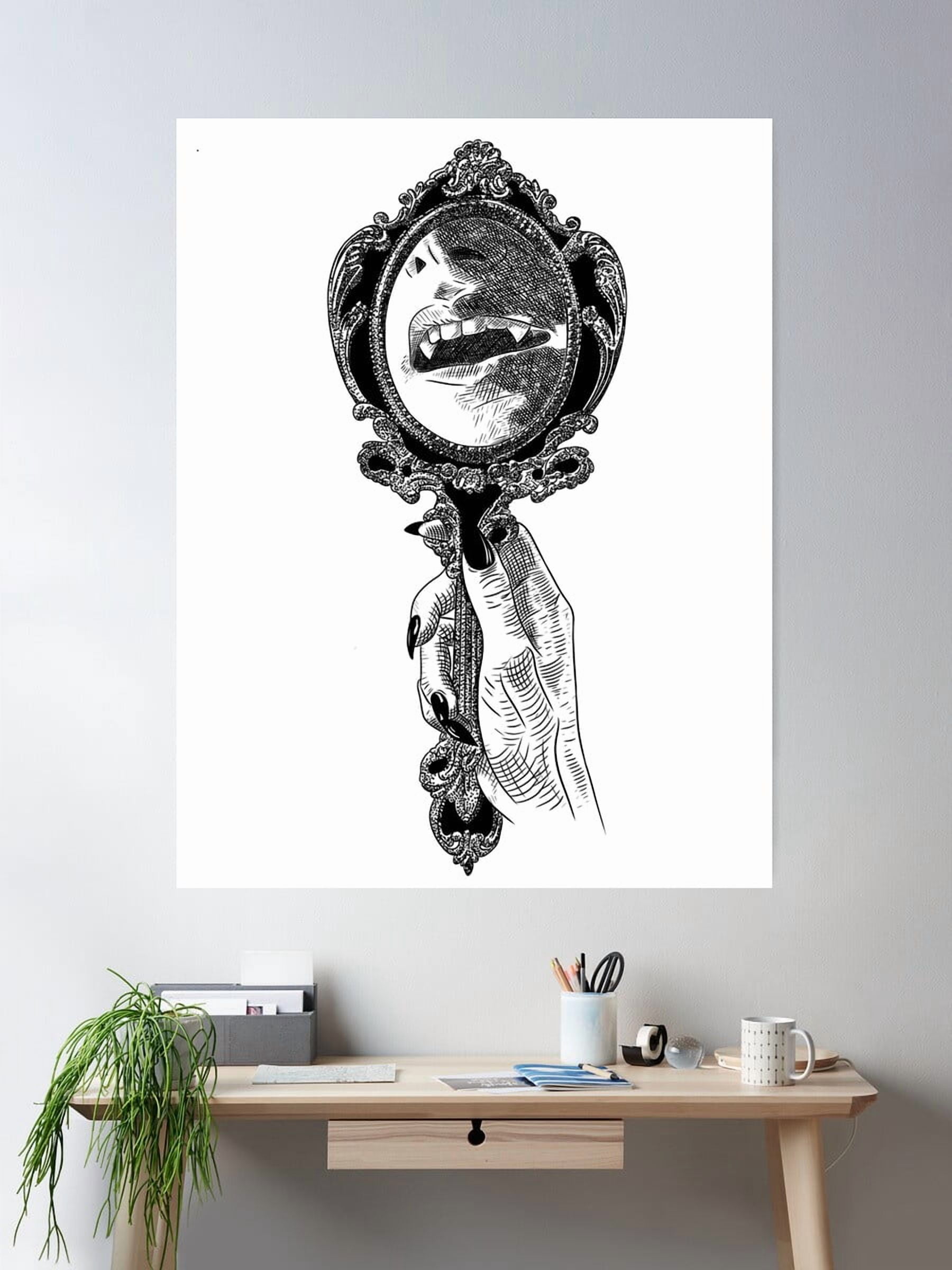 Dopaprint UNFRAMED PAPER POSTER Vampire Reflection On Handheld Mirror ...