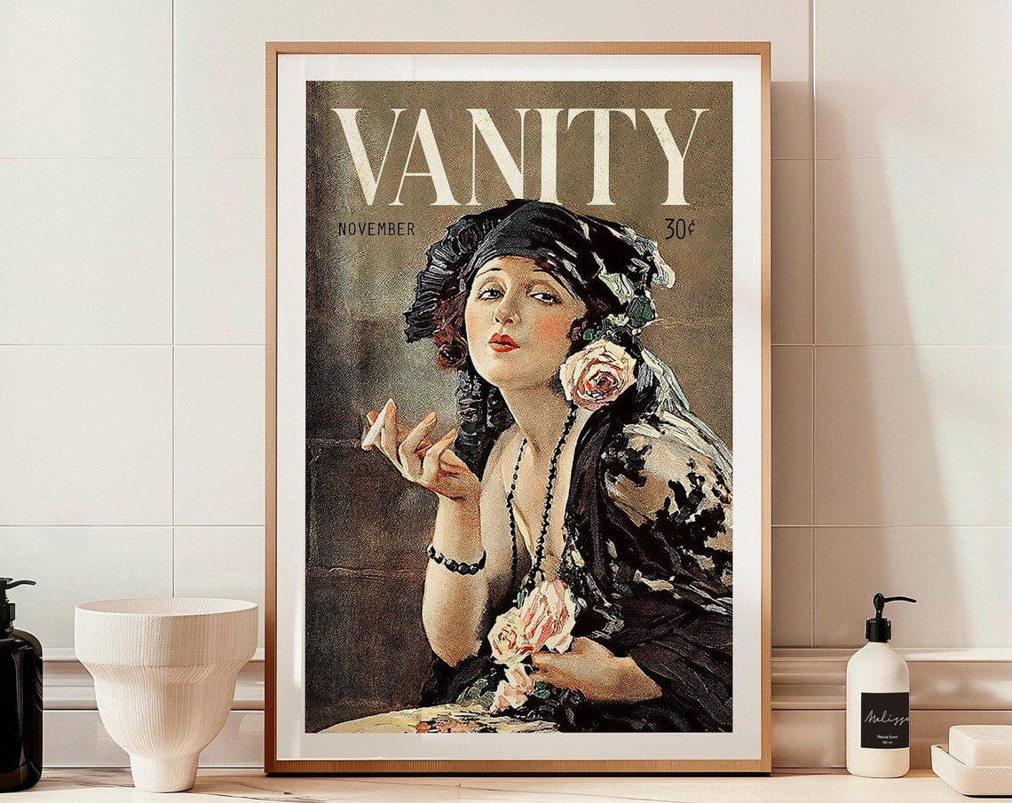 Dopaprint UNFRAMED PAPER POSTER Vanity Bathroom Art Print Vintage ...