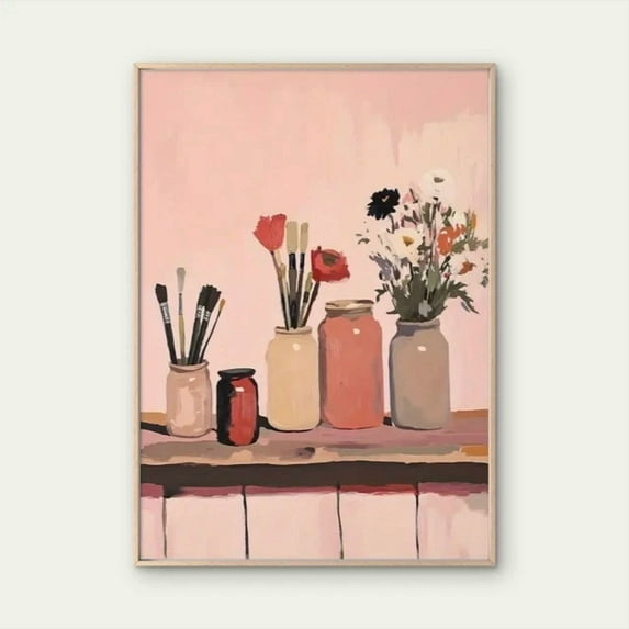 Dopaprint UNFRAMED PAPER POSTER Vases Flowers Floral Table Pink Red ...