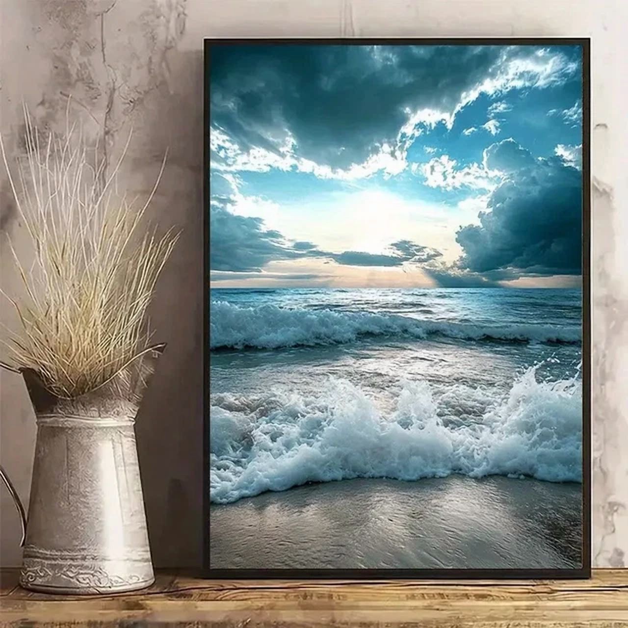 Dopaprint UNFRAMED PAPER POSTER Vast Ocean Waves Cloudy Sky & Sunset ...
