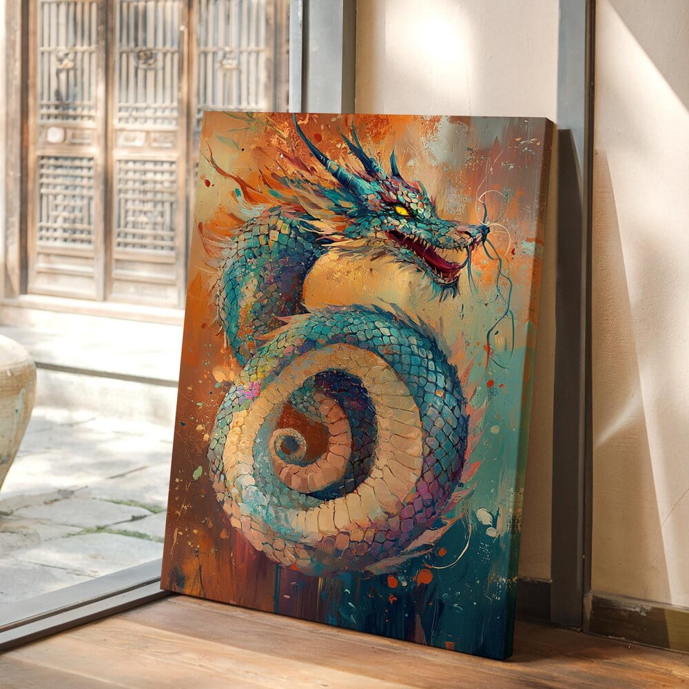 Dopaprint UNFRAMED PAPER POSTER Vibrant Dragon Wall Art: Bold Abstract ...