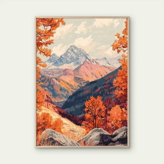 Dopaprint UNFRAMED PAPER POSTER Vibrant Mountain Landscape Autumn ...