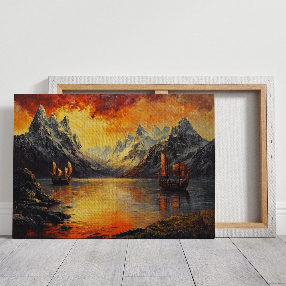 Dopaprint UNFRAMED PAPER POSTER Viking Longship Sunset Landscape Poster ...