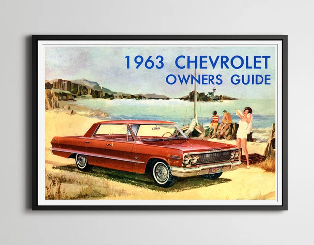 Dopaprint UNFRAMED PAPER POSTER Vintage 1963 Chevrolet Impala Beach ...