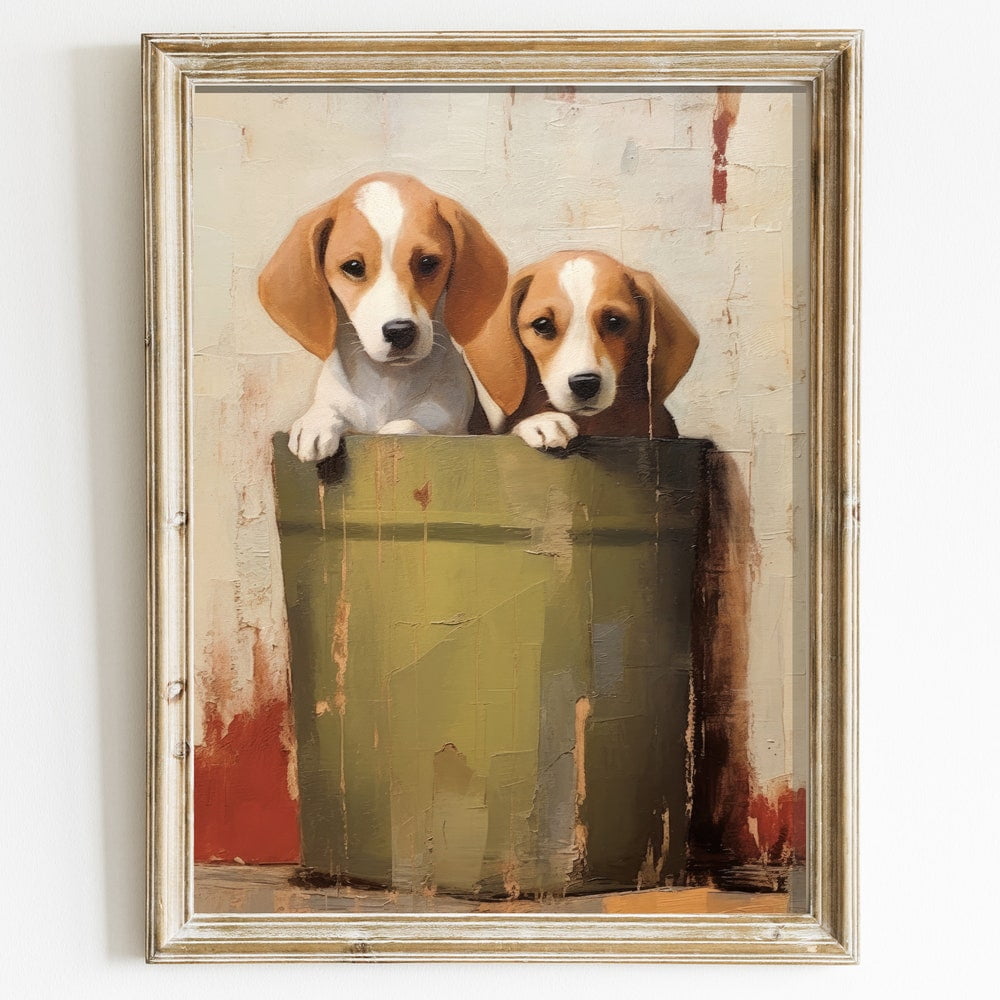 Dopaprint UNFRAMED PAPER POSTER Vintage Beagle Puppies Wall Art ...
