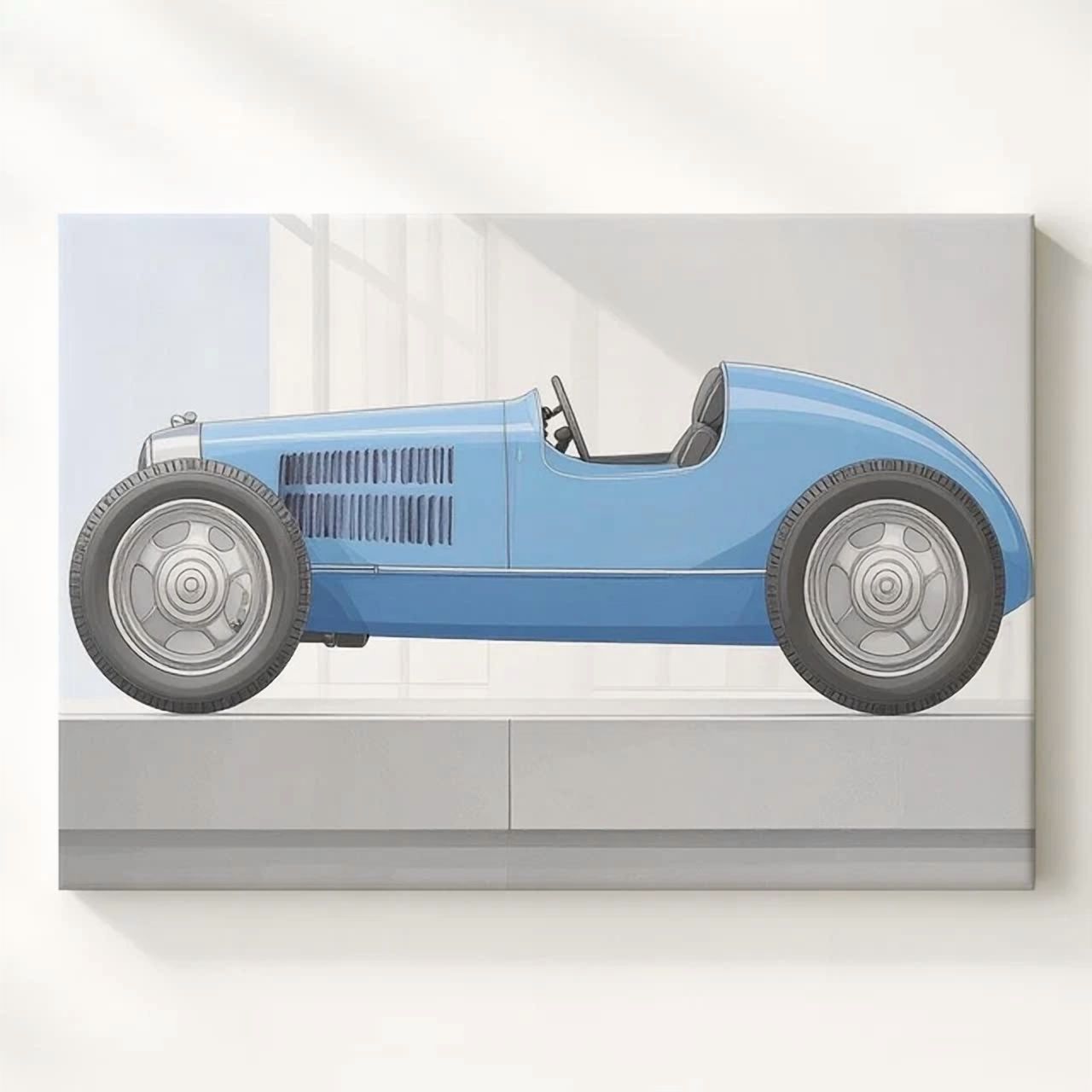 Dopaprint UNFRAMED PAPER POSTER Vintage Blue Race Car Posterretro ...