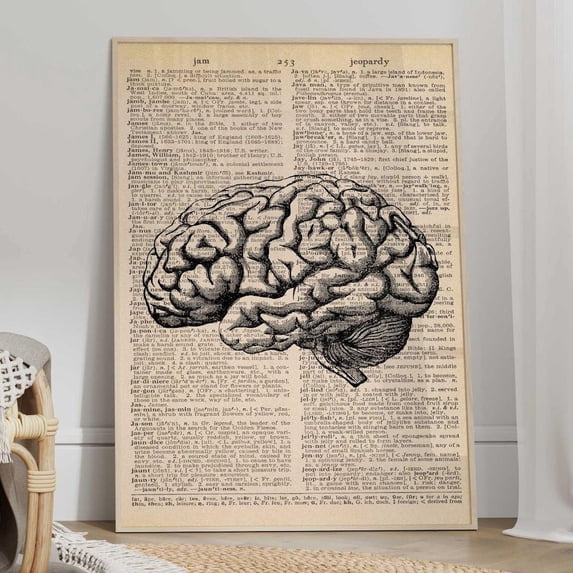 Dopaprint UNFRAMED PAPER POSTER Vintage Book Page Brain Poster - Brain ...