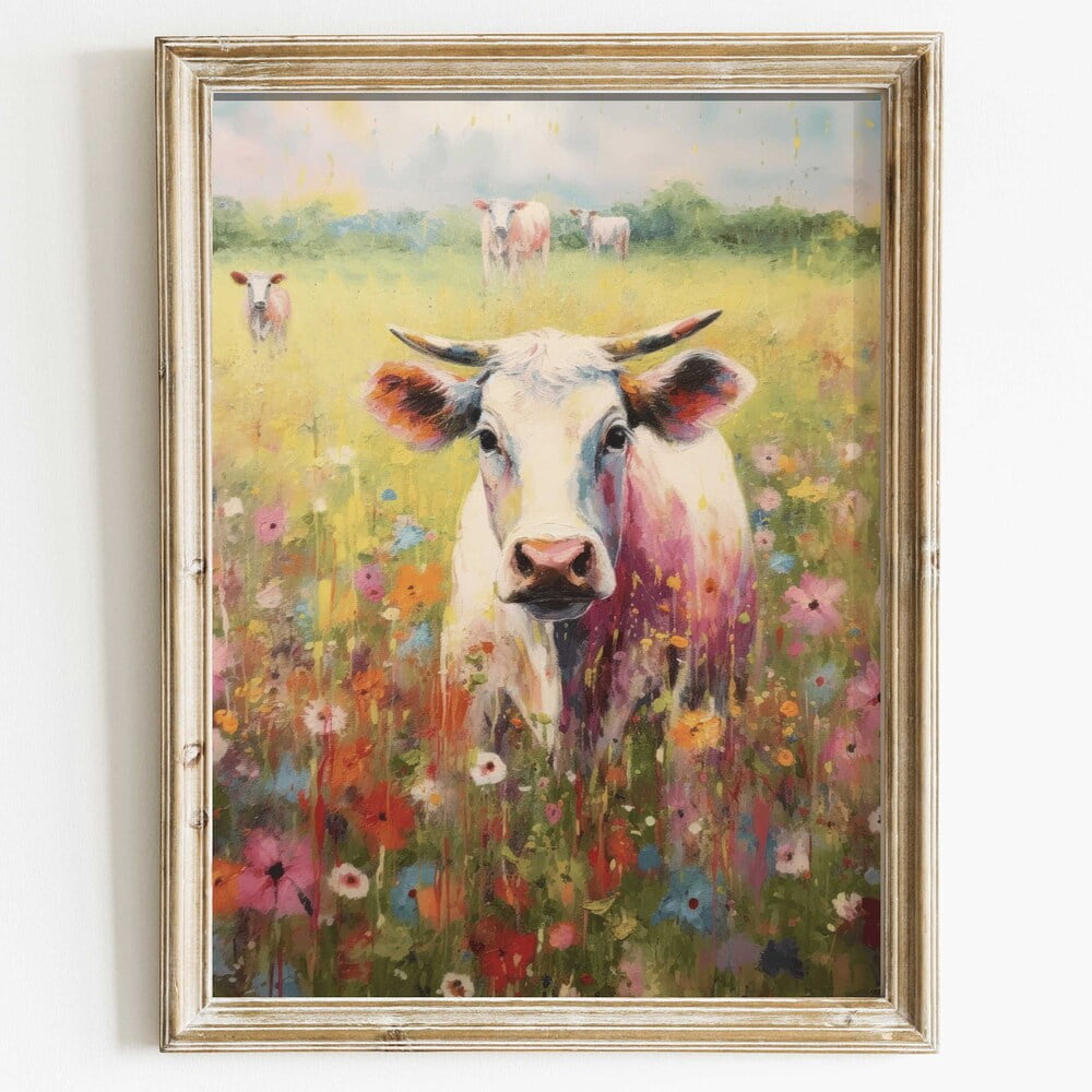Dopaprint UNFRAMED PAPER POSTER Vintage Bull Cow Painting, Rustic ...