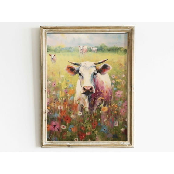 Dopaprint UNFRAMED PAPER POSTER Vintage Bull Cow Painting, Rustic ...