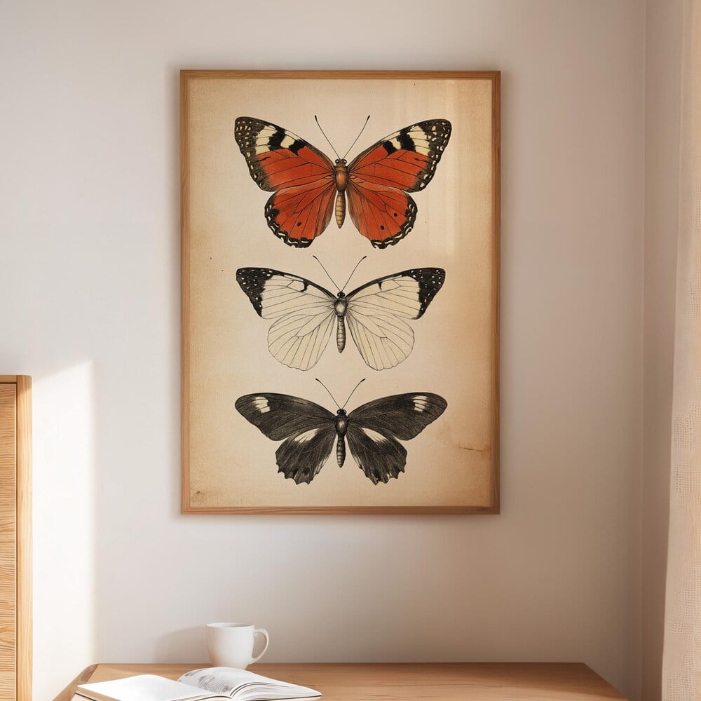 Dopaprint UNFRAMED PAPER POSTER Vintage Butterfly Wall Art Vintage ...
