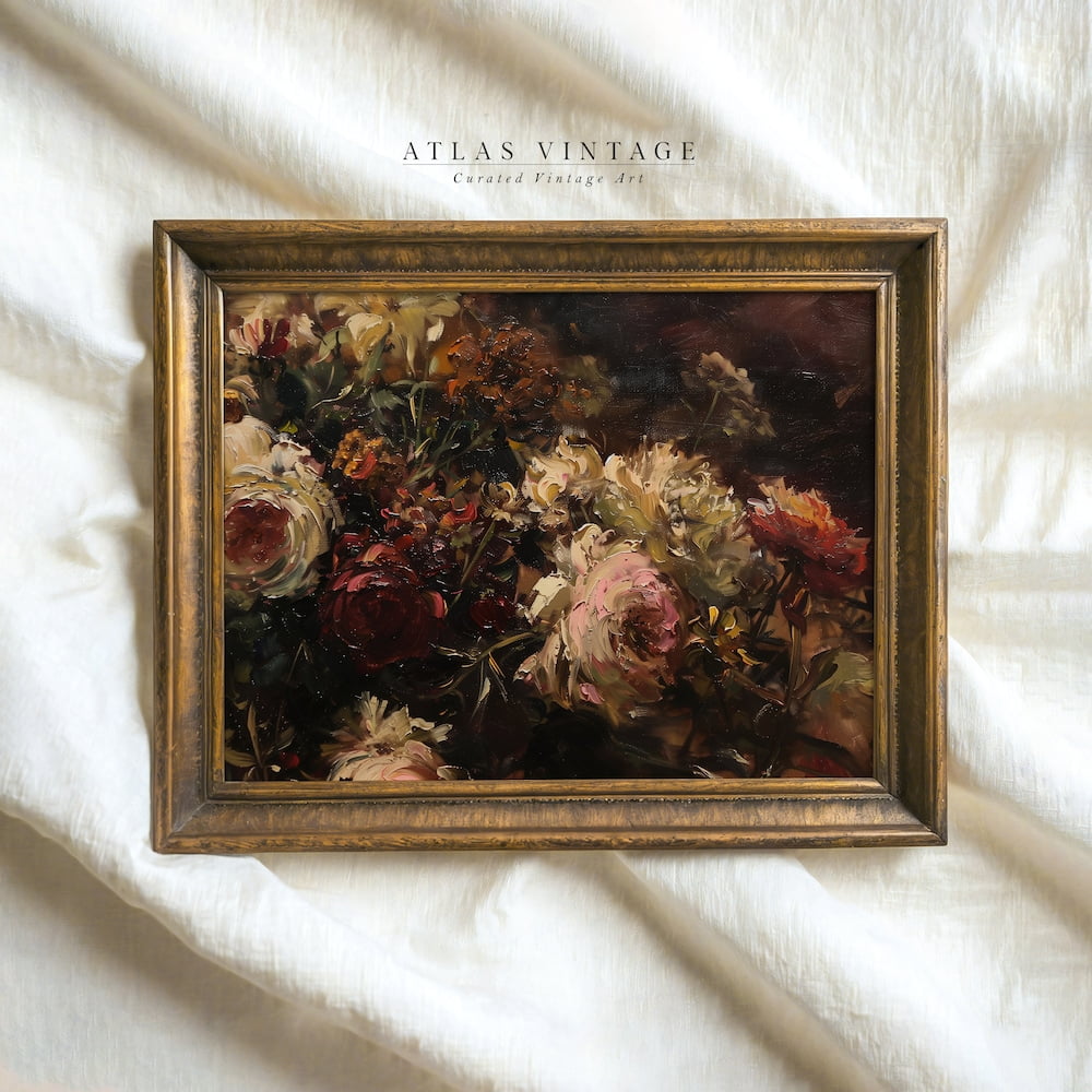 Dopaprint UNFRAMED PAPER POSTER Vintage Fall Floral Print, Dark Autumn ...