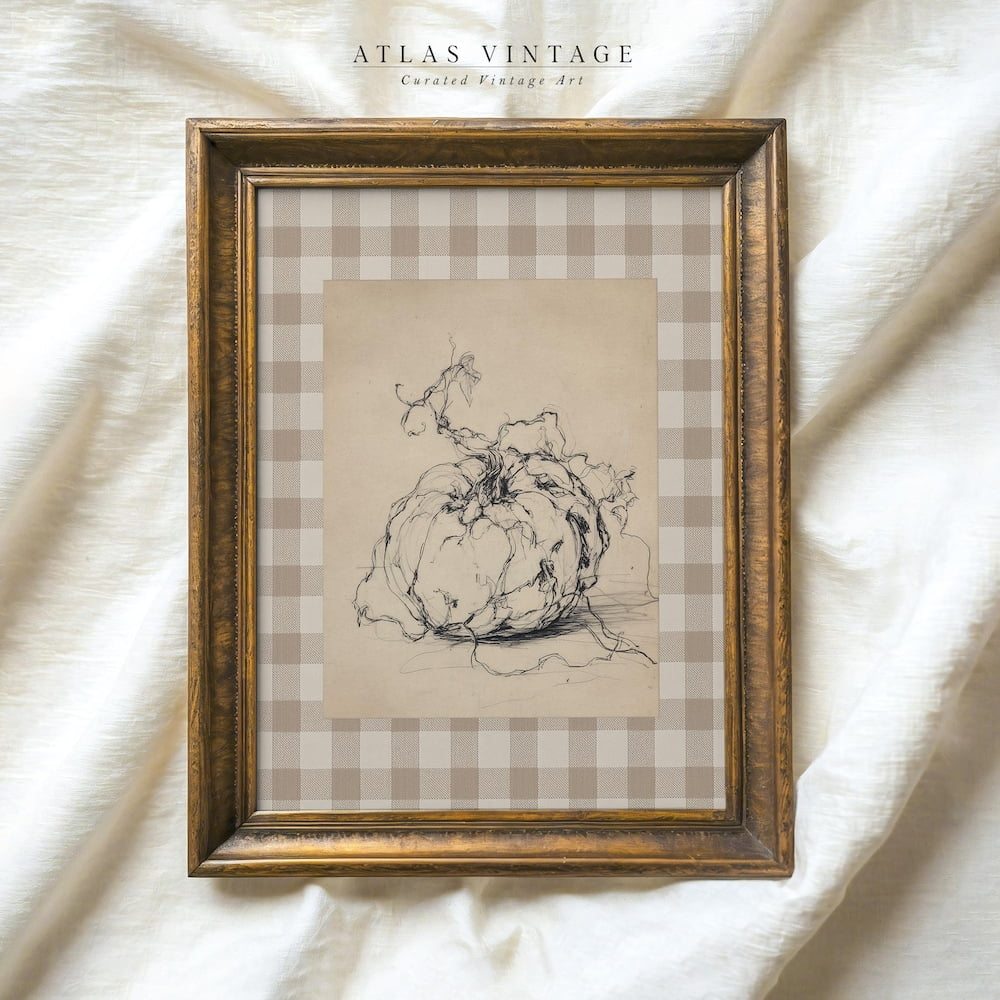 Dopaprint UNFRAMED PAPER POSTER Vintage Fall Pumpkin Line Drawing Print ...