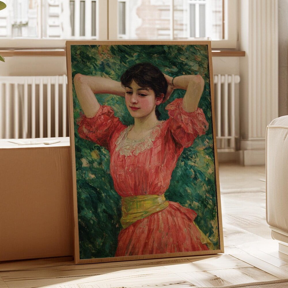 Dopaprint UNFRAMED PAPER POSTER Vintage Girl In Red Dress Art Romantic ...