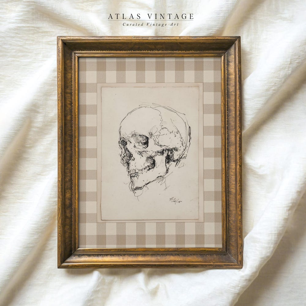 Dopaprint UNFRAMED PAPER POSTER Vintage Hal.Low.Een Skull Ink Drawing ...